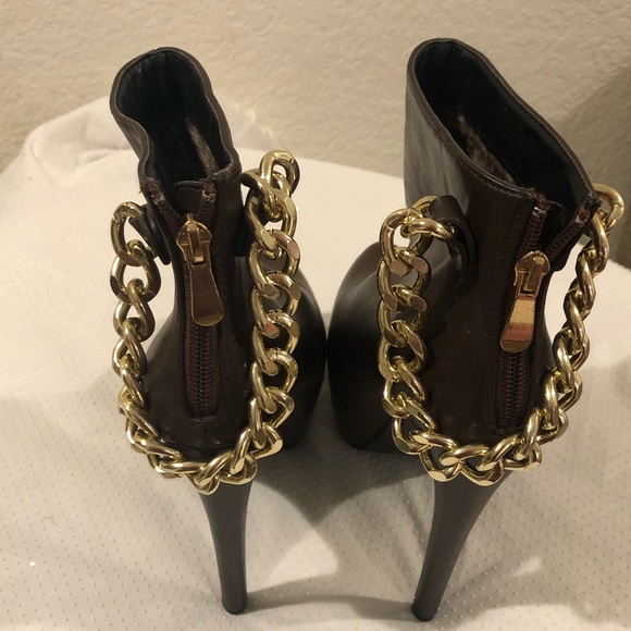 Shoes | Brand New Chocolate Heels With Adjustable Chain | Poshmark